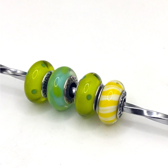 Pandora | Jewelry | Pandora Green And Yellow Charm Set | Poshmark